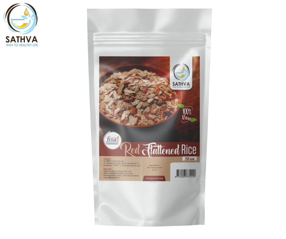 Red Rice Poha Ava Flattened Rice 250g Thin | Sathva Singapore