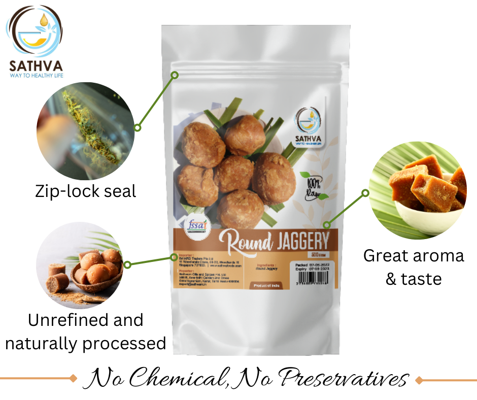 Round Jaggery Urundai Vellam 500G | Sathva Singapore